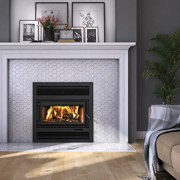 Ventis HE250R Wood Fireplace With Modern Style Faceplate – Mantels Direct