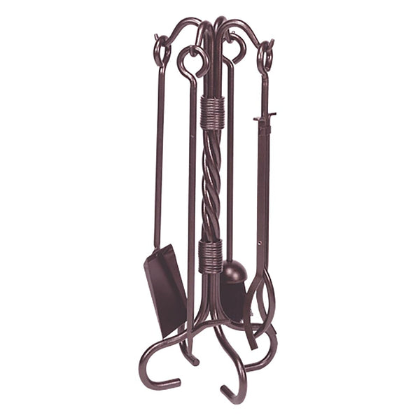 5 Piece Twist Bronze Wrought Iron Fireplace Tool Set – Mantels Direct