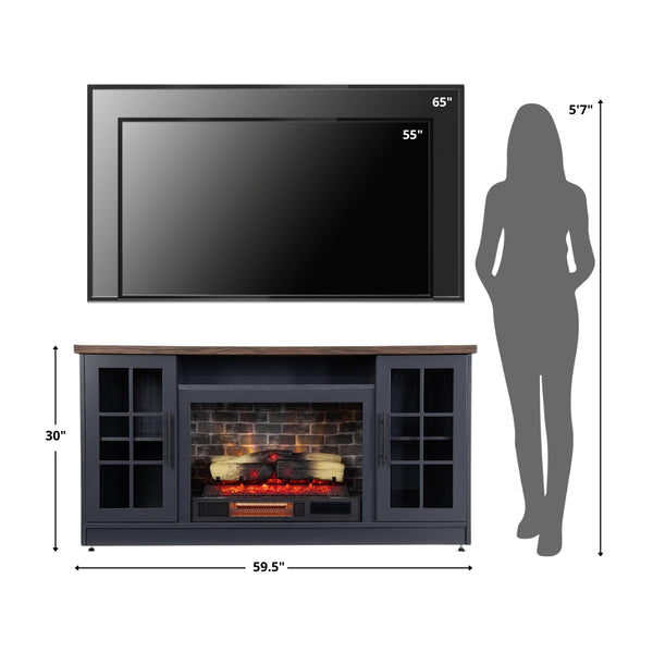 Dalton 60-in Steel Blue Electric Fireplace TV Stand – Mantels Direct