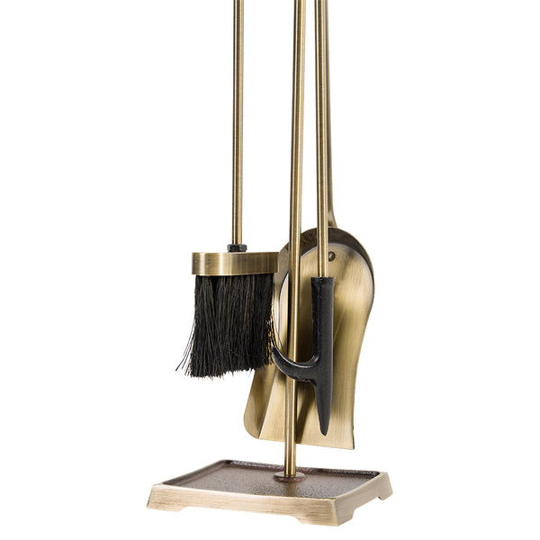 Modern Ember Harper 4 Piece Fireplace Tool Set in Aged Brass – Mantels ...