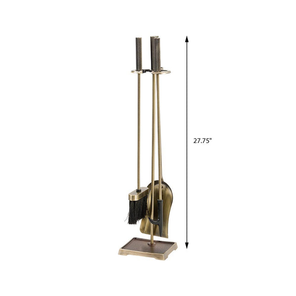 Modern Ember Harper 4 Piece Fireplace Tool Set in Aged Brass – Mantels ...