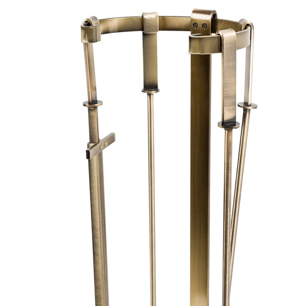 Modern Ember Knoll 5 Piece Fireplace Tool Set in Aged Brass – Mantels ...