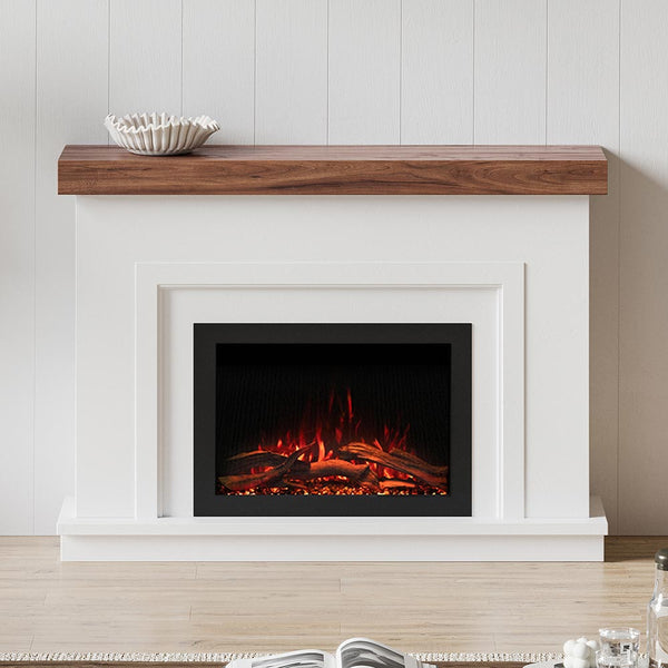 Modern Ember Leila Plug-In Electric Fireplace with Cast Stone Mantel ...