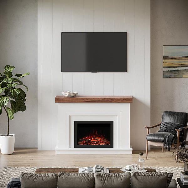 Modern Ember Leila Plug-In Electric Fireplace with Cast Stone Mantel ...
