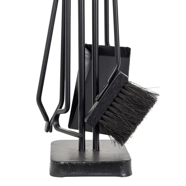 Modern Ember Levi 5 Piece Fireplace Tool Set in Black with Walnut Hand ...