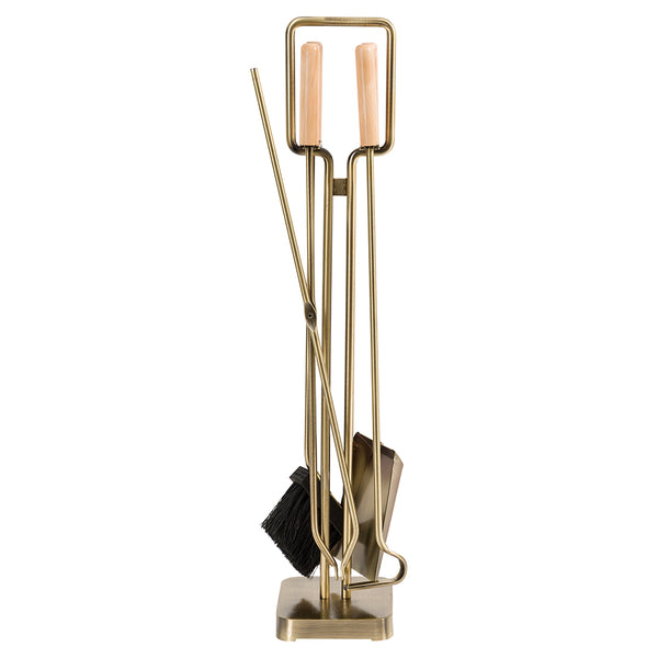 Modern Ember Levi 5 Piece Fireplace Tool Set in Aged Brass – Mantels Direct