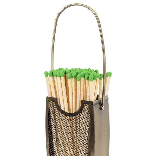 Modern Ember Match Stick Basket in Aged Brass – Mantels Direct