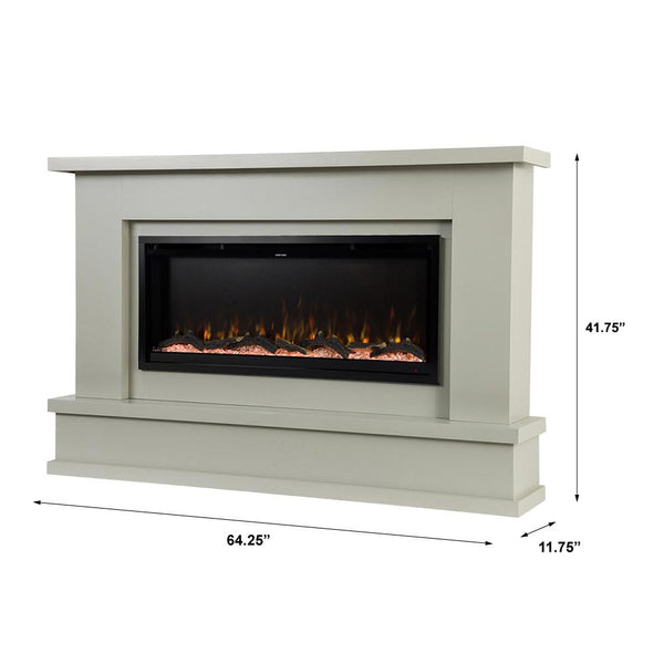 Modern Ember Patton Smart Electric Fireplace Mantel Package in Gray ...