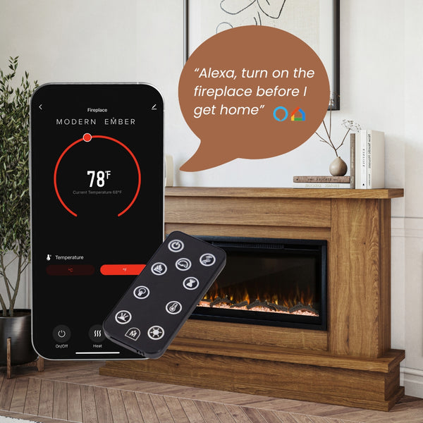 Modern Ember Patton Smart Electric Fireplace Mantel Package in Provinc ...