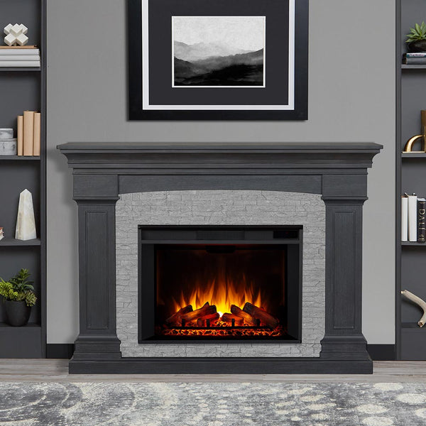 Deland Grand Electric Fireplace Mantel Package in Gray Stone – Mantels ...