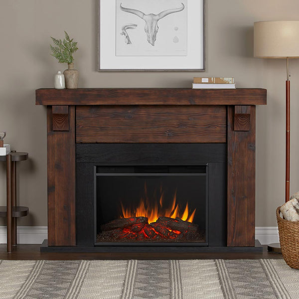 Gunnison Grand Electric Fireplace Mantel Package in Chestnut Barnwood ...