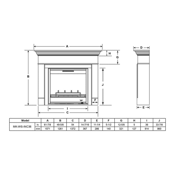 SimpliFire 36" Inception Firebox with Wescott Mantel & Chateau Forge D ...