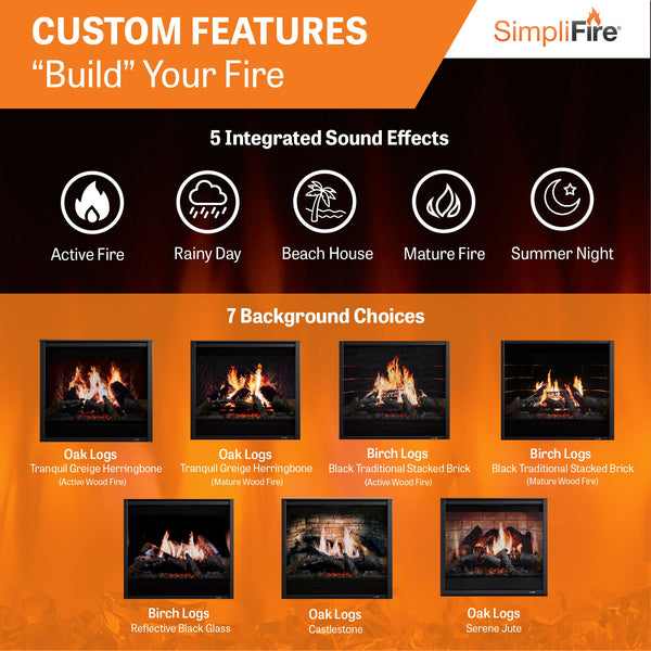 SimpliFire Inception 36-in Electric Fireplace with Halston Decorative ...