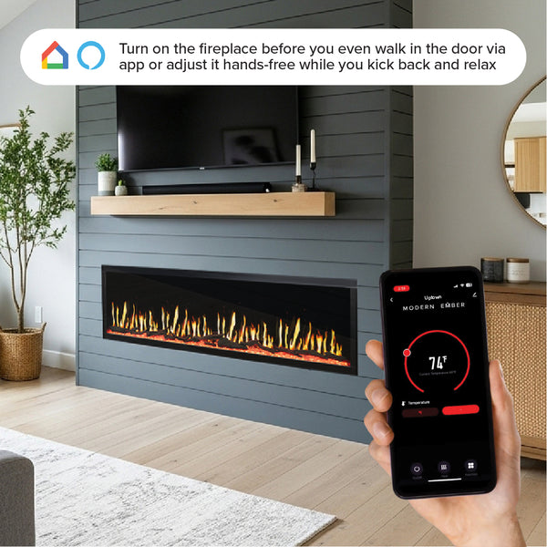 Modern Ember 88-in Highmark Luxe Virtual LCD Linear Electric Fireplace ...