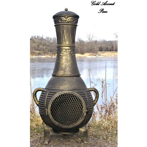 Blue Rooster Pine Chimenea - Gold Accent ALCH015 – Mantels Direct