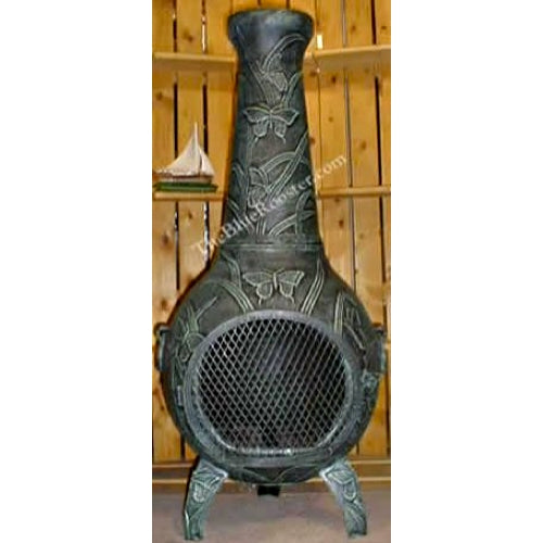 Blue Rooster Butterfly Chimenea - Antique Green ALCH017 – Mantels Direct