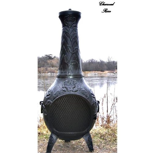 Blue Rooster Rose Chimenea - Charcoal ALCH012 – Mantels Direct